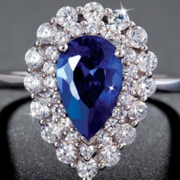 Stauer | Jewelry | 5ct Sapphire W 35ctw White Diamondaurar Rounds ...